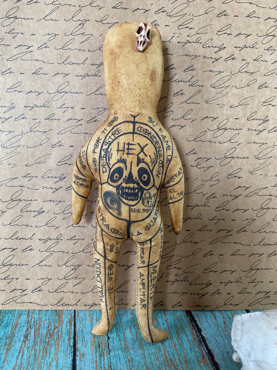 Mexican Espanol VUDU Voodoo Doll Poppet Skull Pin Proteccion | Etsy