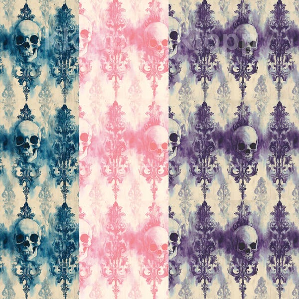 Skull Damask - Etsy
