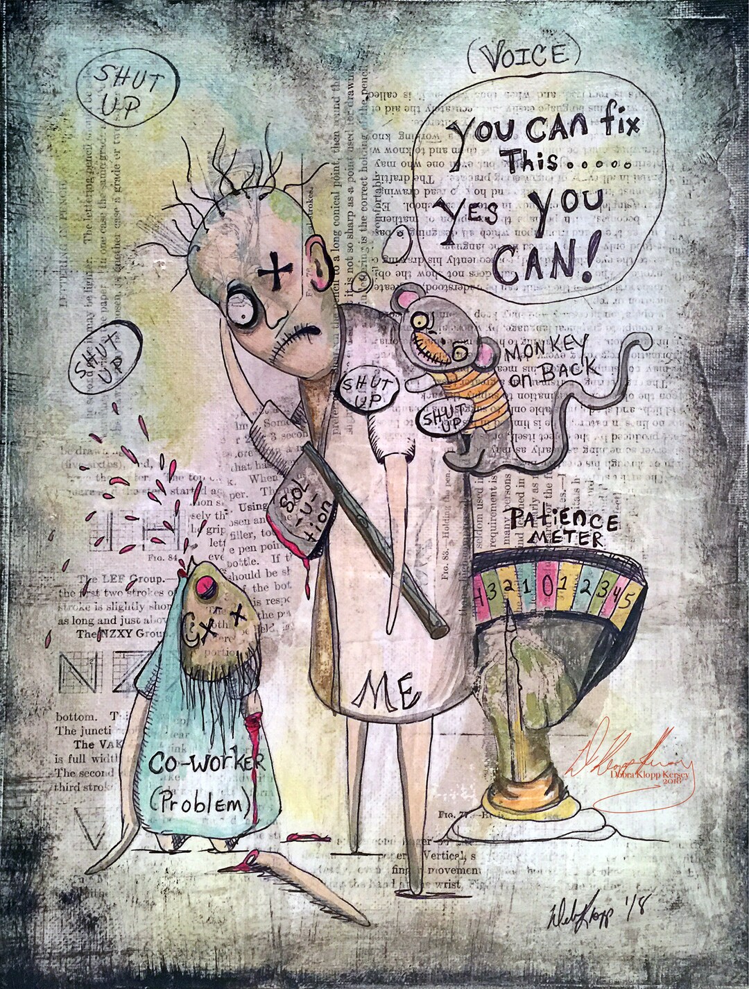 Home Office Decor Goth Monkey Ax Murderer Raw Outisider Art - Etsy