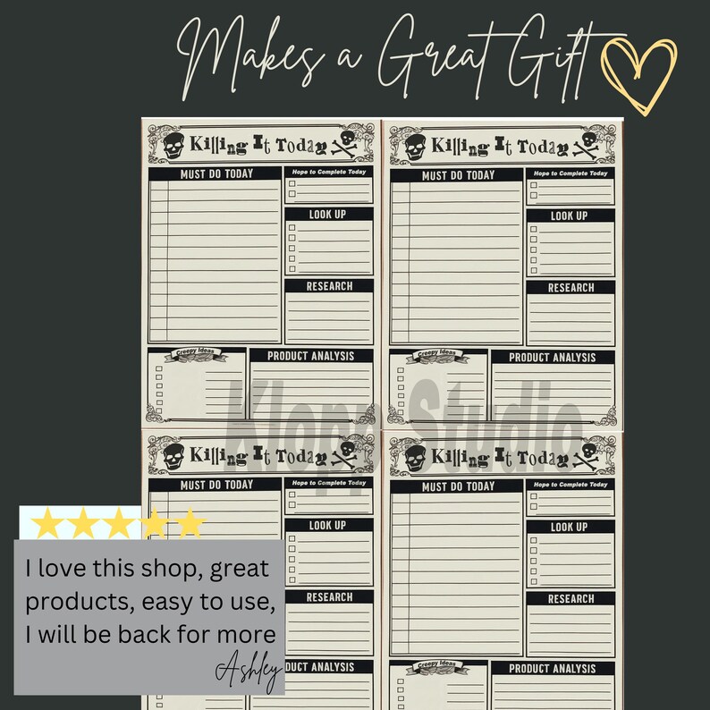 To Do List Printable Funny Macabre to Do List Planner Page Productivity ...