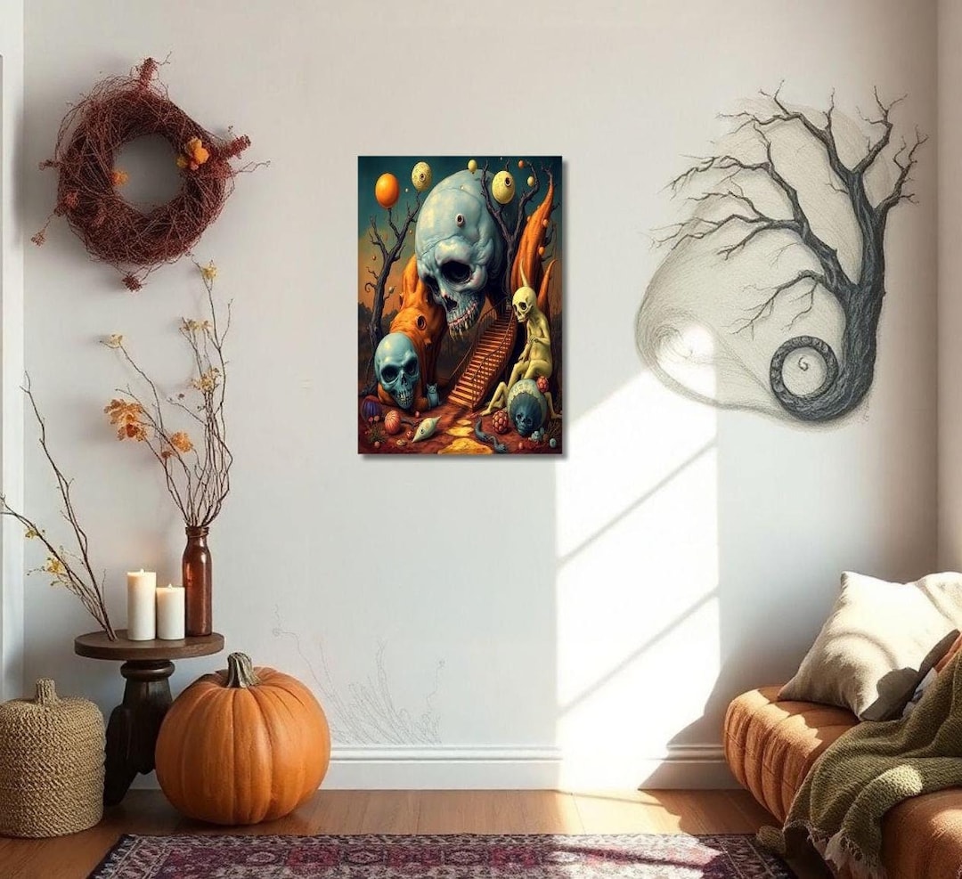 Dark Surreal Art Print Macabre Skull Landscape Weird Wall Art Gothic ...