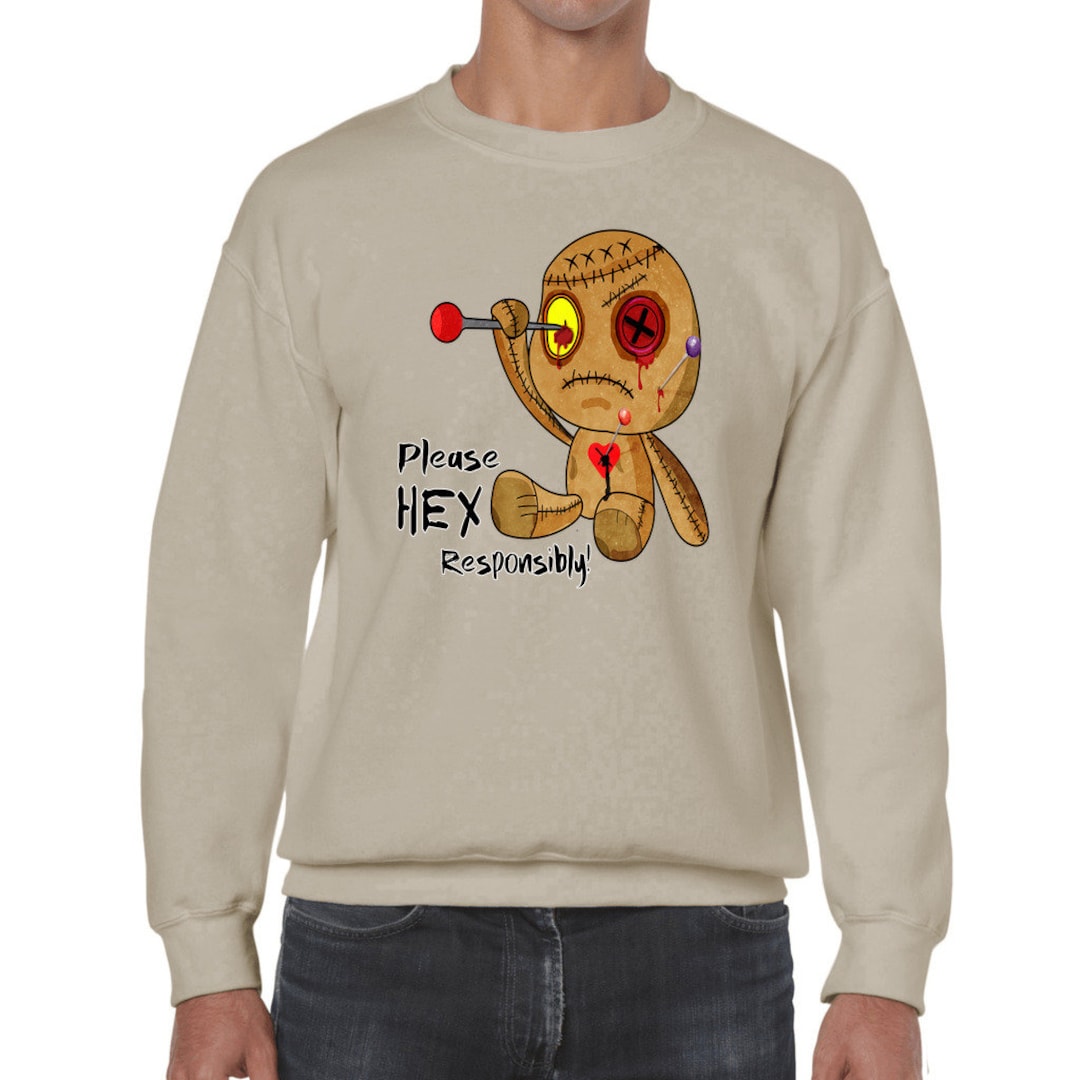 Cute Voodoo Doll Sweatshirt Heavy Crewneck Sweatshirt Creepy Doll Humor ...
