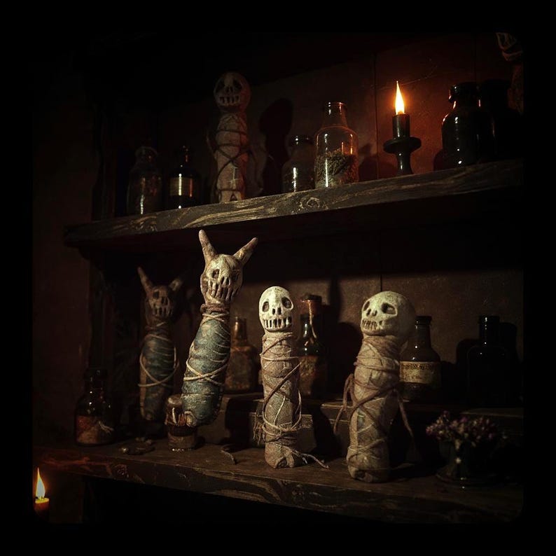 Creepy Skull Doll, Tiny Gothic Macabre Handmade Figure (4x1 Inch) - Etsy