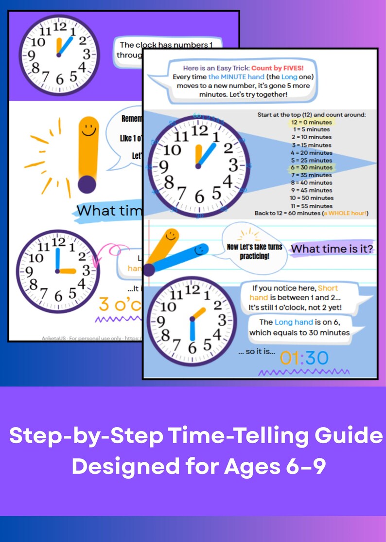 How to Read a Clock Printable for Kids – Learn to Tell Time PDF – Educational Worksheet ...