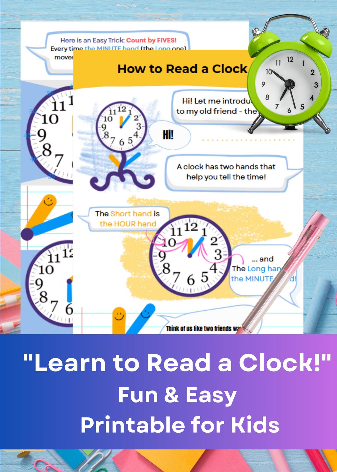 How to Read a Clock Printable for Kids – Learn to Tell Time PDF ...