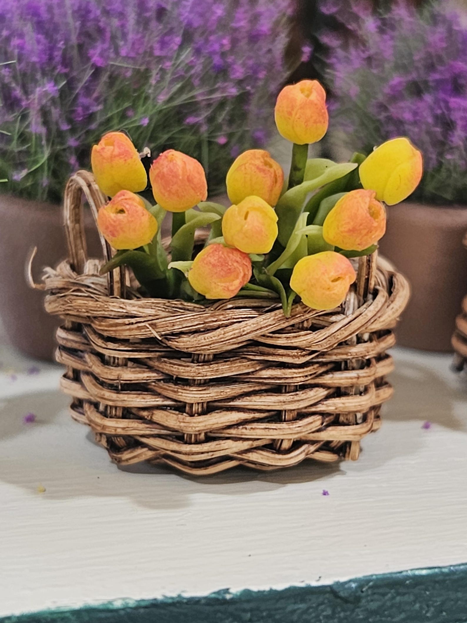 Tiny Tulips Bunches in Basket Miniature Dollhouse - Etsy