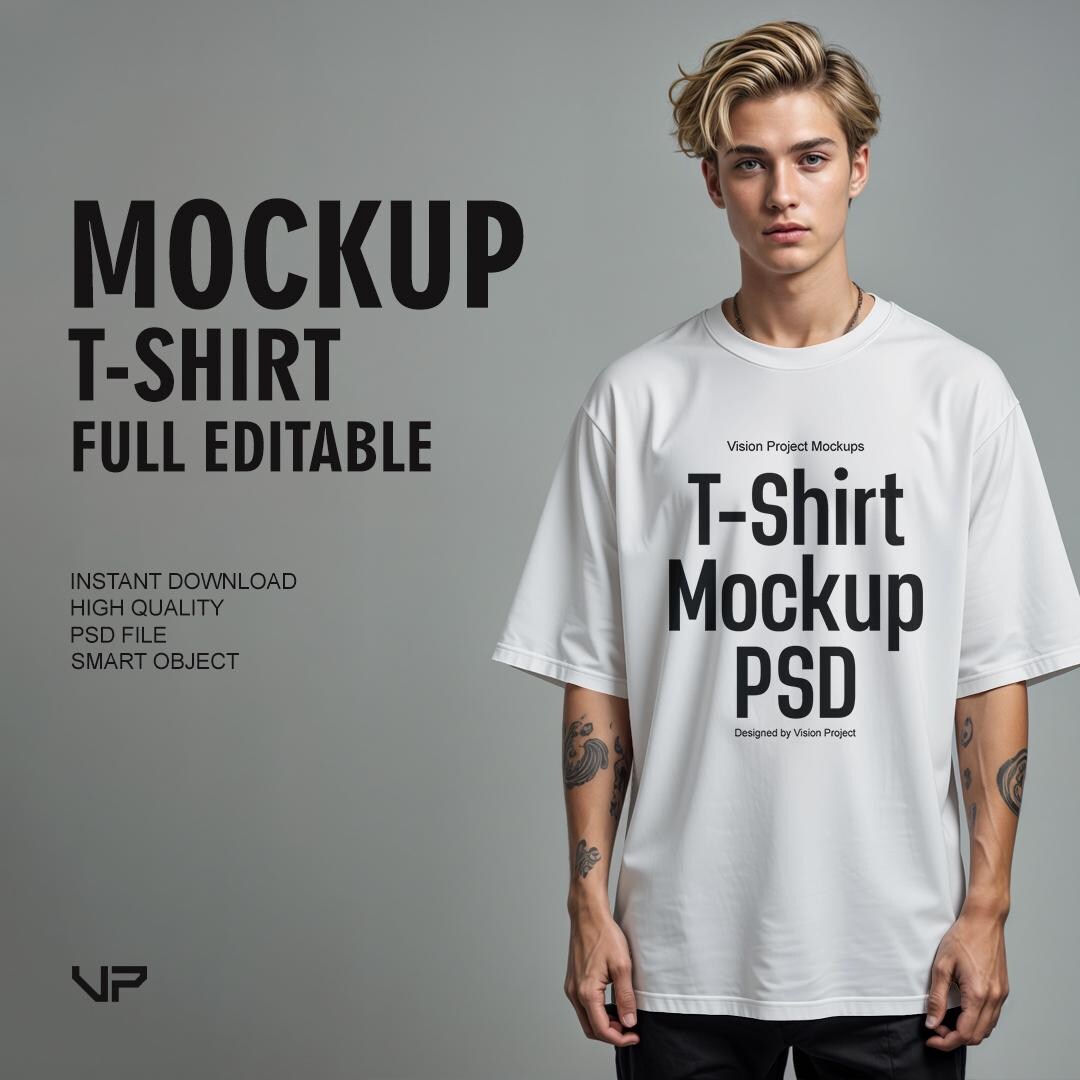 Men's T-shirt Mockup - Editable PSD File for Clothing Brands, Apparel ...