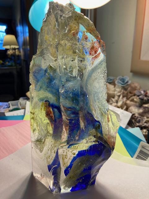 Amazing Artist Slag Glass Multi-color Swirls 9 Inches Tall, Blues ...