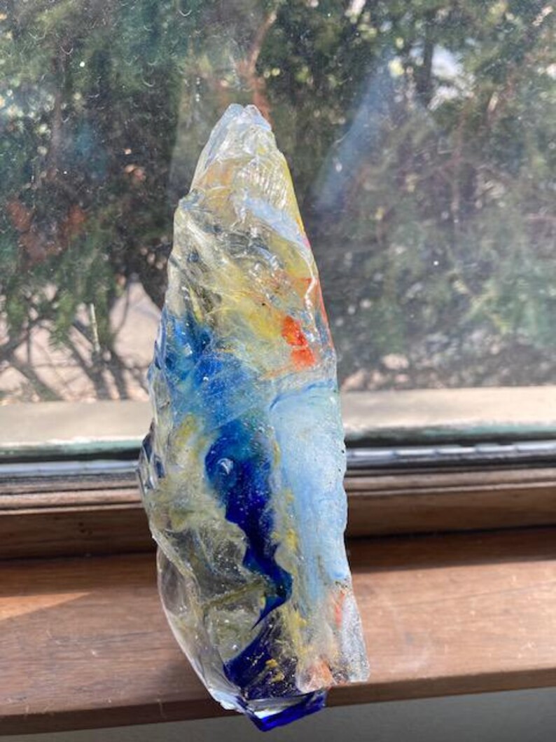 Amazing Artist Slag Glass Multi-color Swirls 9 Inches Tall, Blues ...