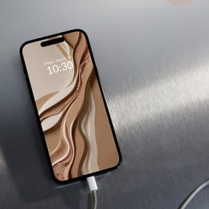 Minimalist Abstract Plaster Design Brown and Beige - Aesthetic Phone ...