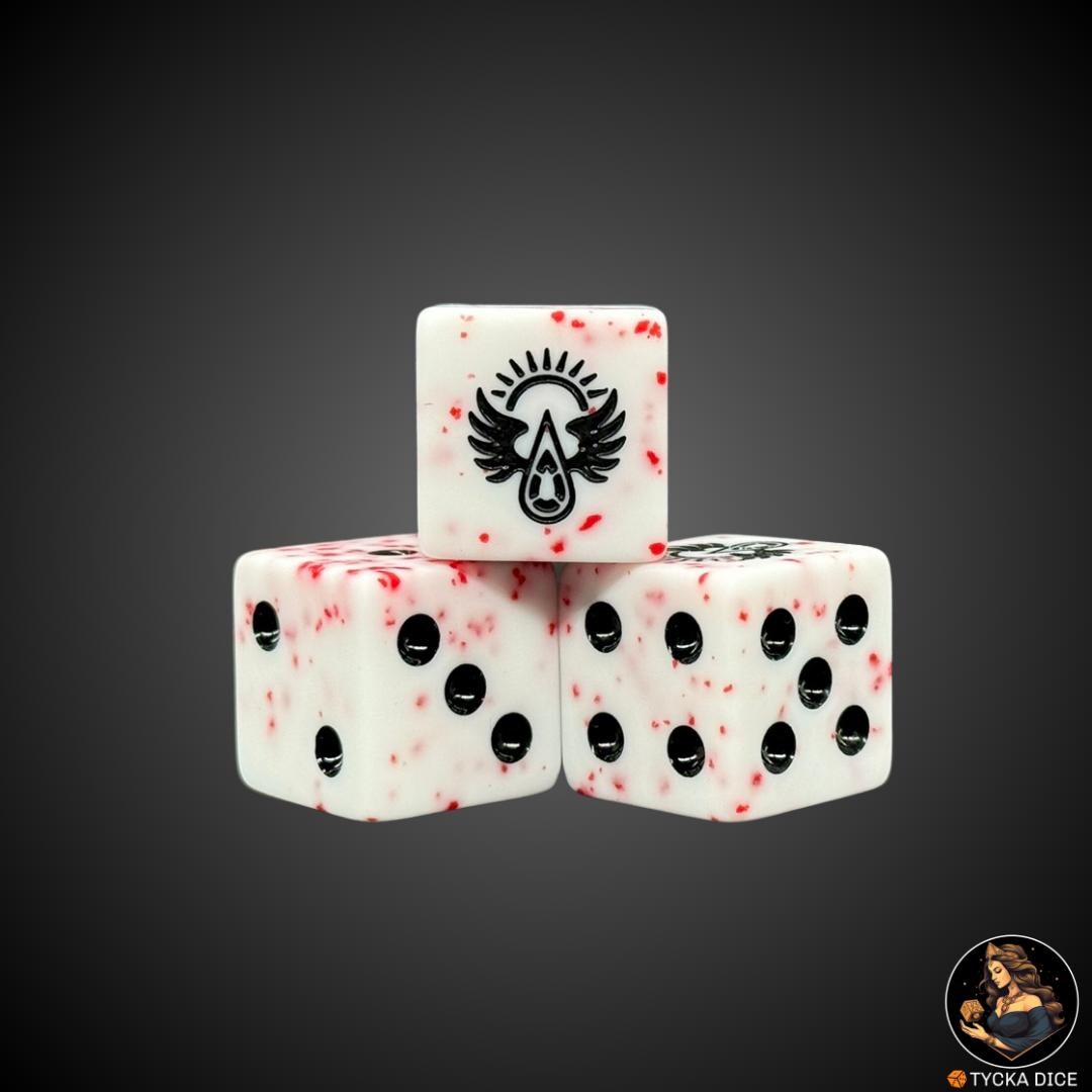 Solar Wings Dice Set – Matte White Bloodspatter With Red Engraving – D6 ...