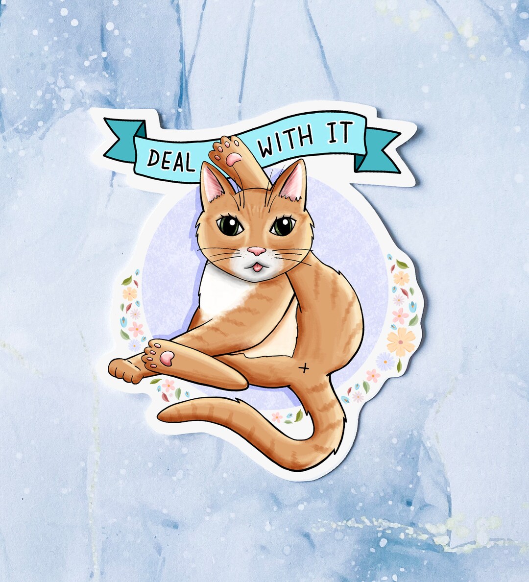 Kitty Sticker Deal With It Snarky Cat Sticker Matte Vinyl - Etsy
