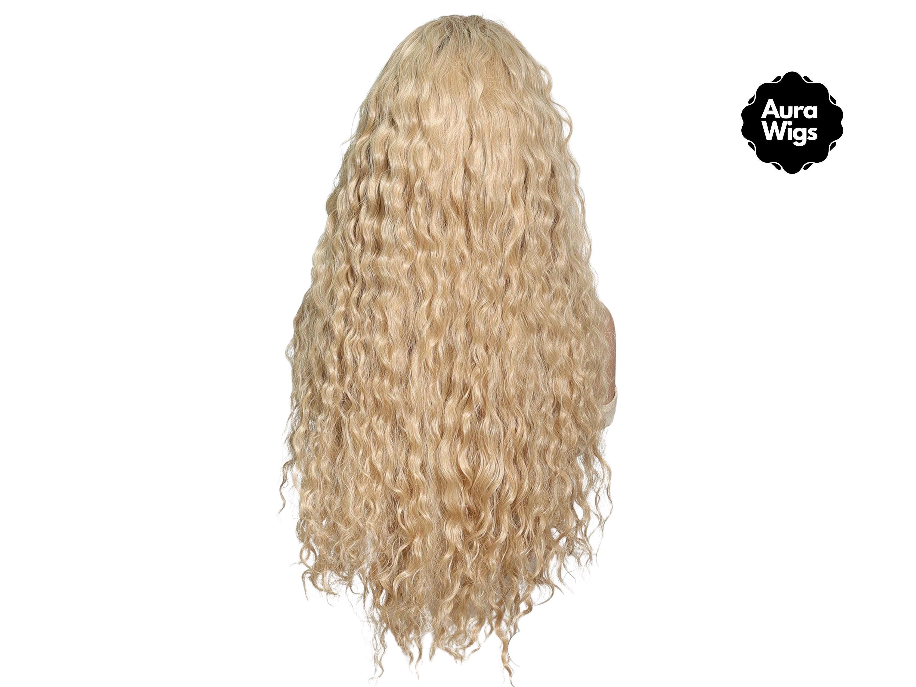 Long Blonde Curly Wig: Heat-safe Beachy Waves With Natural Roots - Etsy
