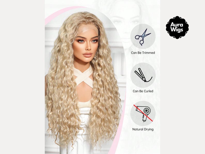 Long Blonde Curly Wig: Heat-safe Beachy Waves With Natural Roots - Etsy