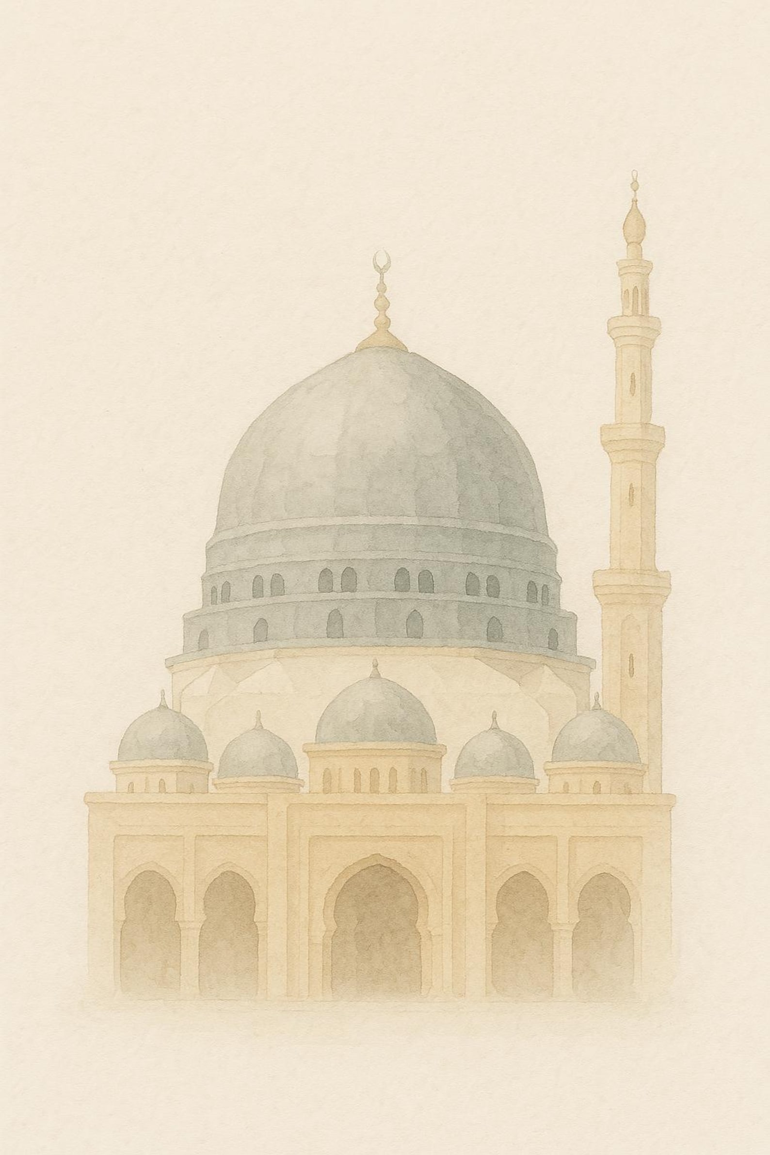 Islamic Mosque Watercolor Print Set | Kaaba, Al-nabawi (digital ...
