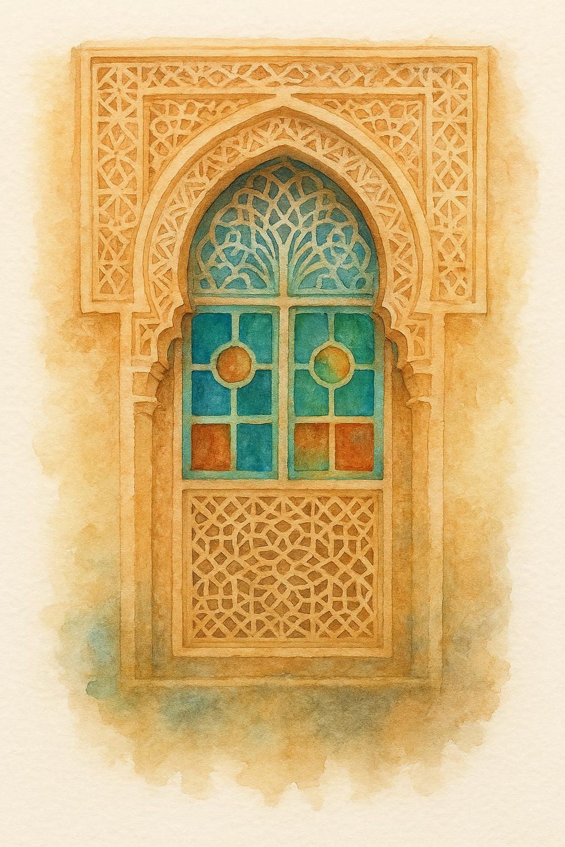 Watercolor Islamic Window Art Print | Andalusian Design (digital ...