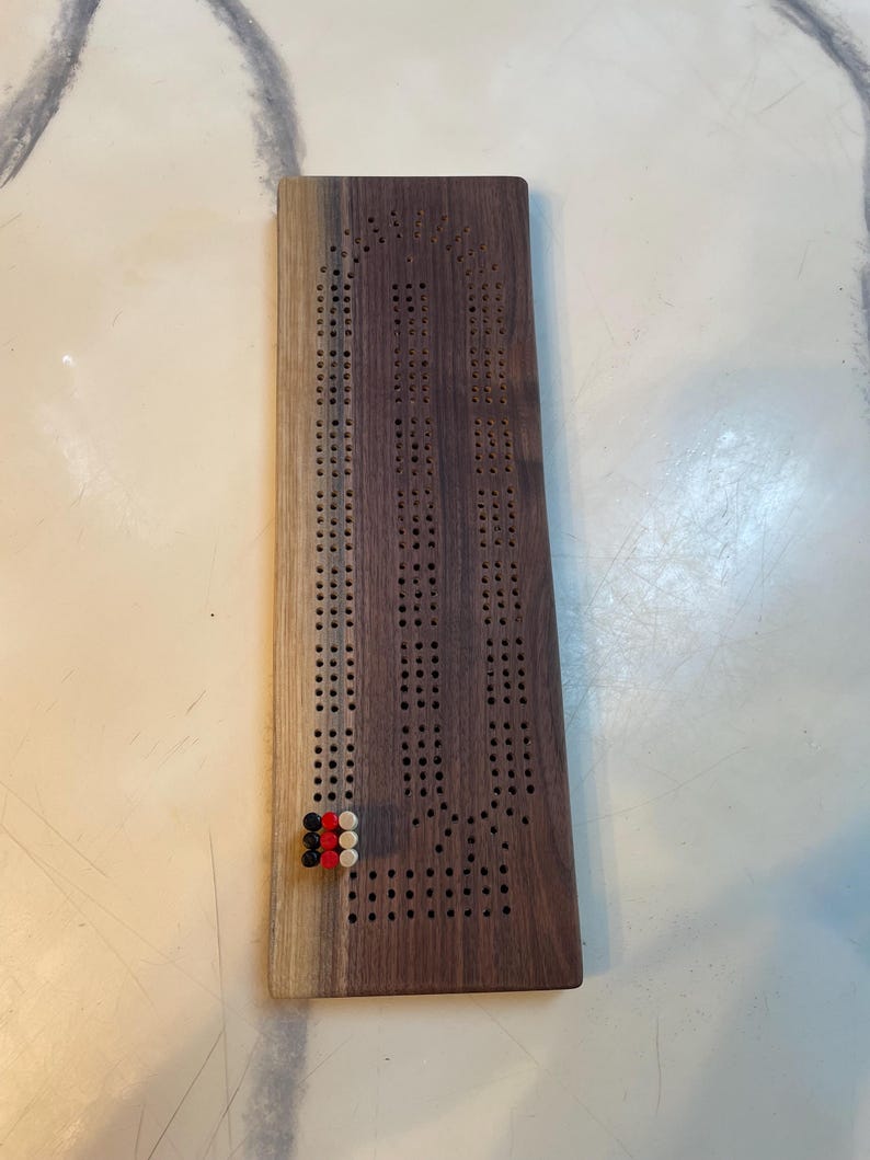 Live Edge Cribbage Board | Handmade Wooden Cribbage Game | Rustic Cabin ...