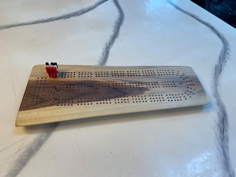 Live Edge Cribbage Board | Handmade Wooden Cribbage Game | Rustic Cabin ...