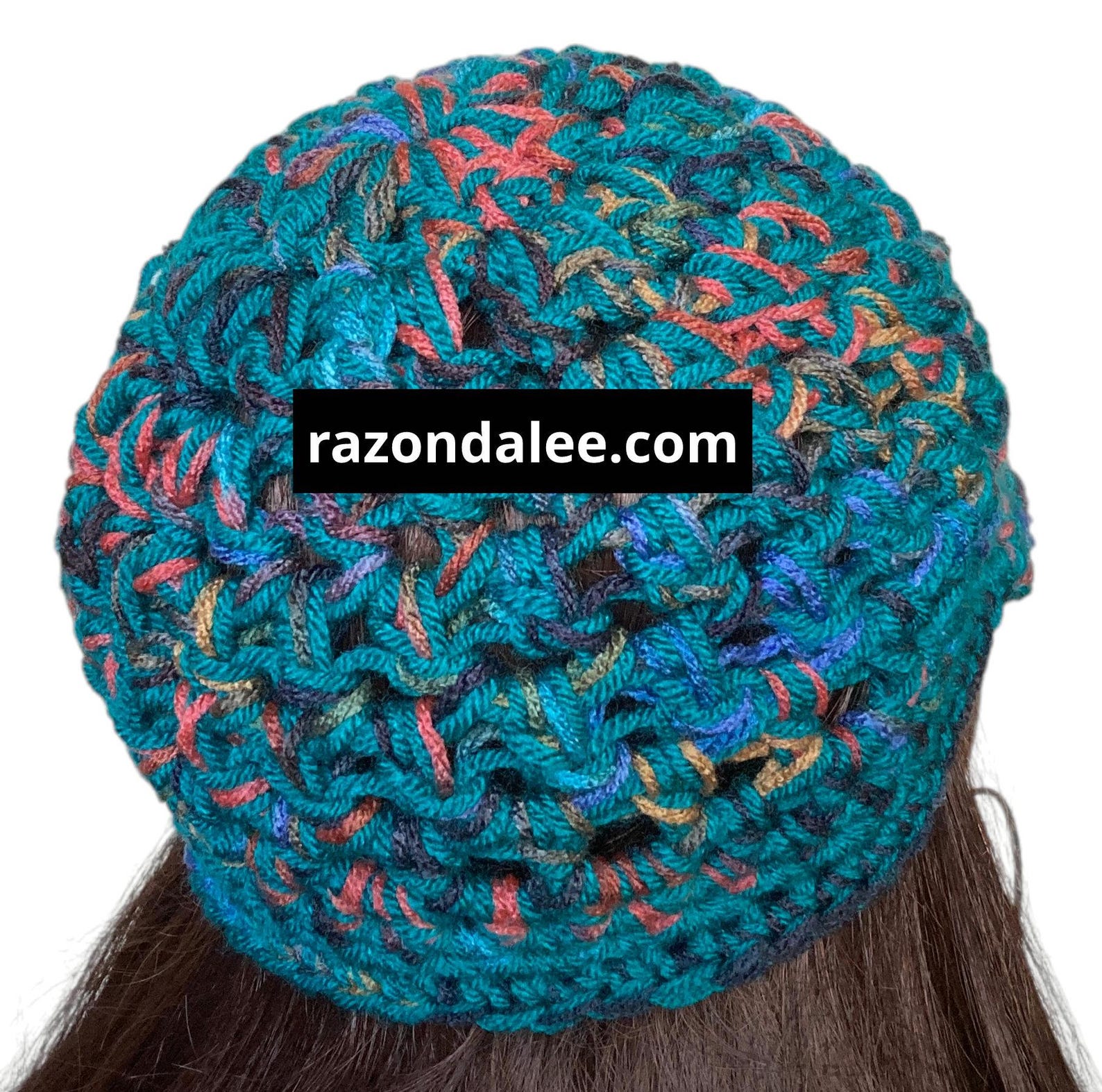 Crochet Stretchy Slim Fit Cap Hat Green Teal Multi by Razonda Lee ...