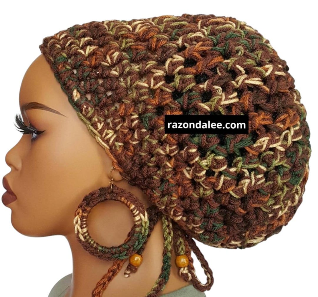 Chunky Crochet Dreadlock Tam Hat With Drawstring by Razonda Lee Razondalee Chestnut Forest - Etsy