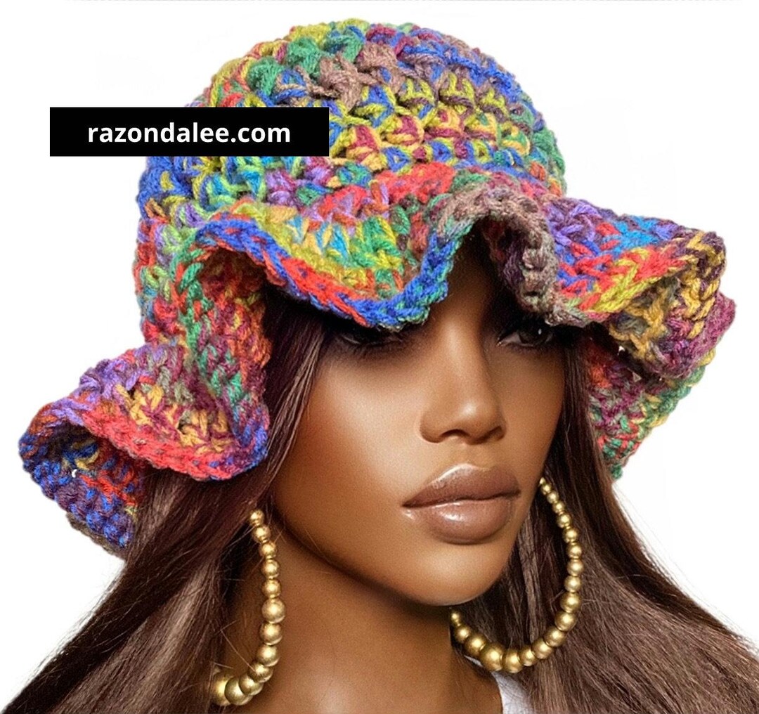Chunky Crochet Bucket Hat Wavy Color Explosion by Razondalee Razonda ...