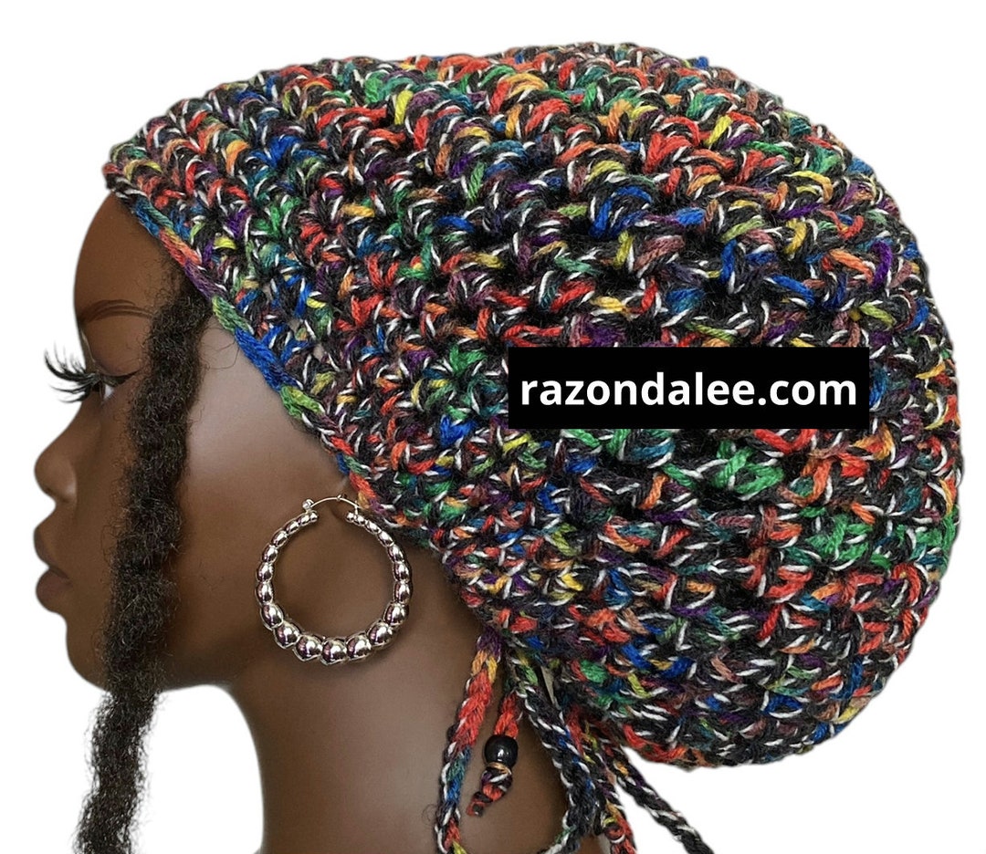 Chunky Crochet Dreadlock Tam Hat With Drawstring Multi by Razonda Lee ...