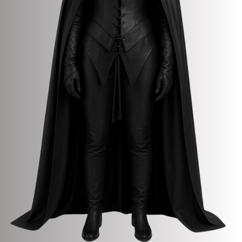 Gothic Black Leather Costume Set, Hooded Cloak, Vest, & Pants - Etsy