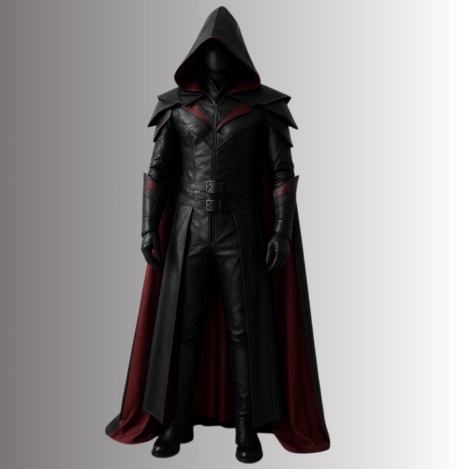 Leather Halloween Costume With Cloak, Gothic Vampire Cosplay - Custom ...