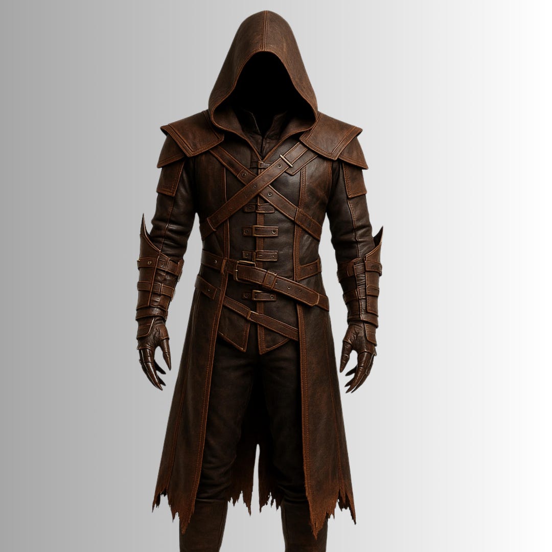 Brown Inferno Leather Medieval Cloak, Handmade Gothic Leather Armour ...