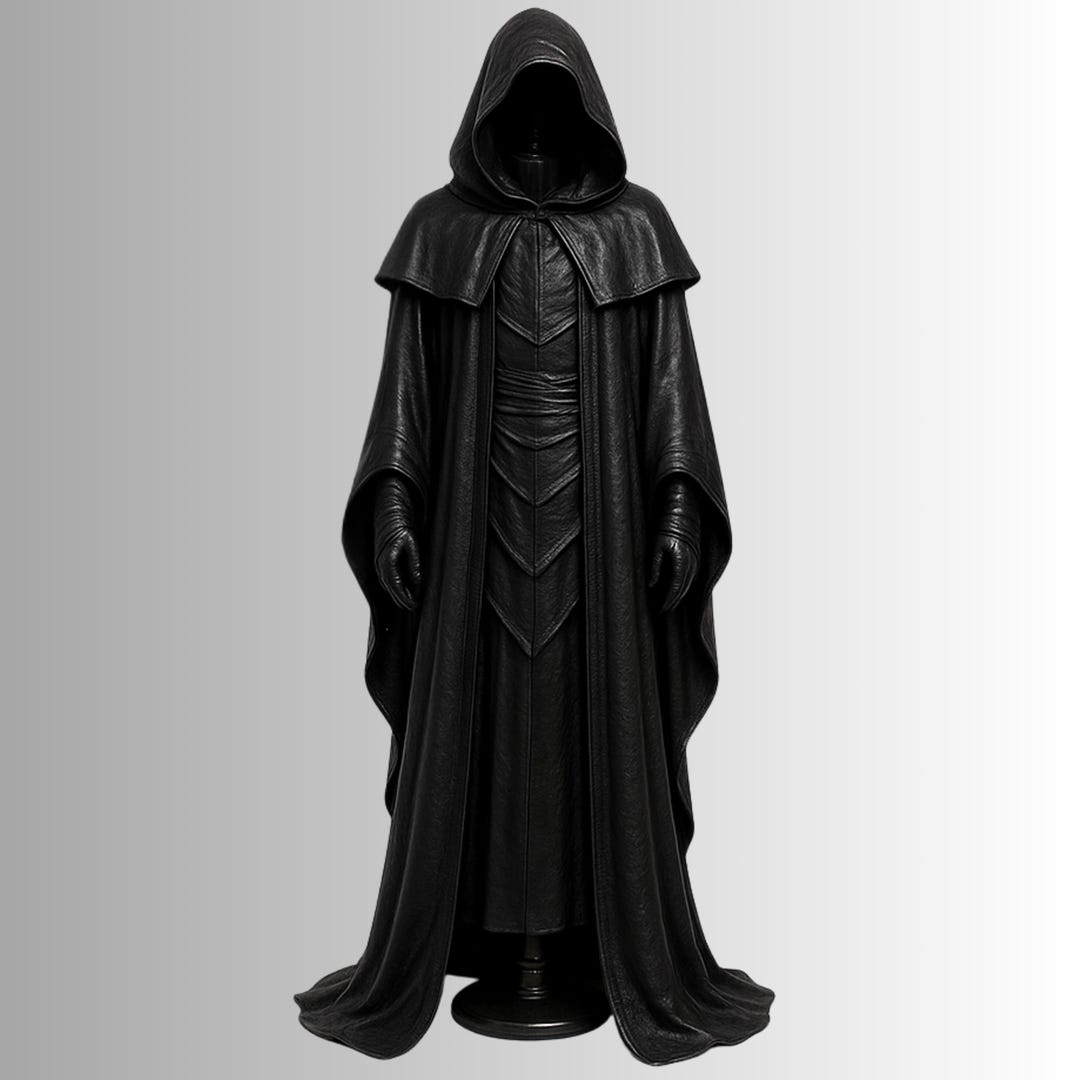 Black Leather Grim Reaper Costume With Hooded Cloak, Halloween Costume ...