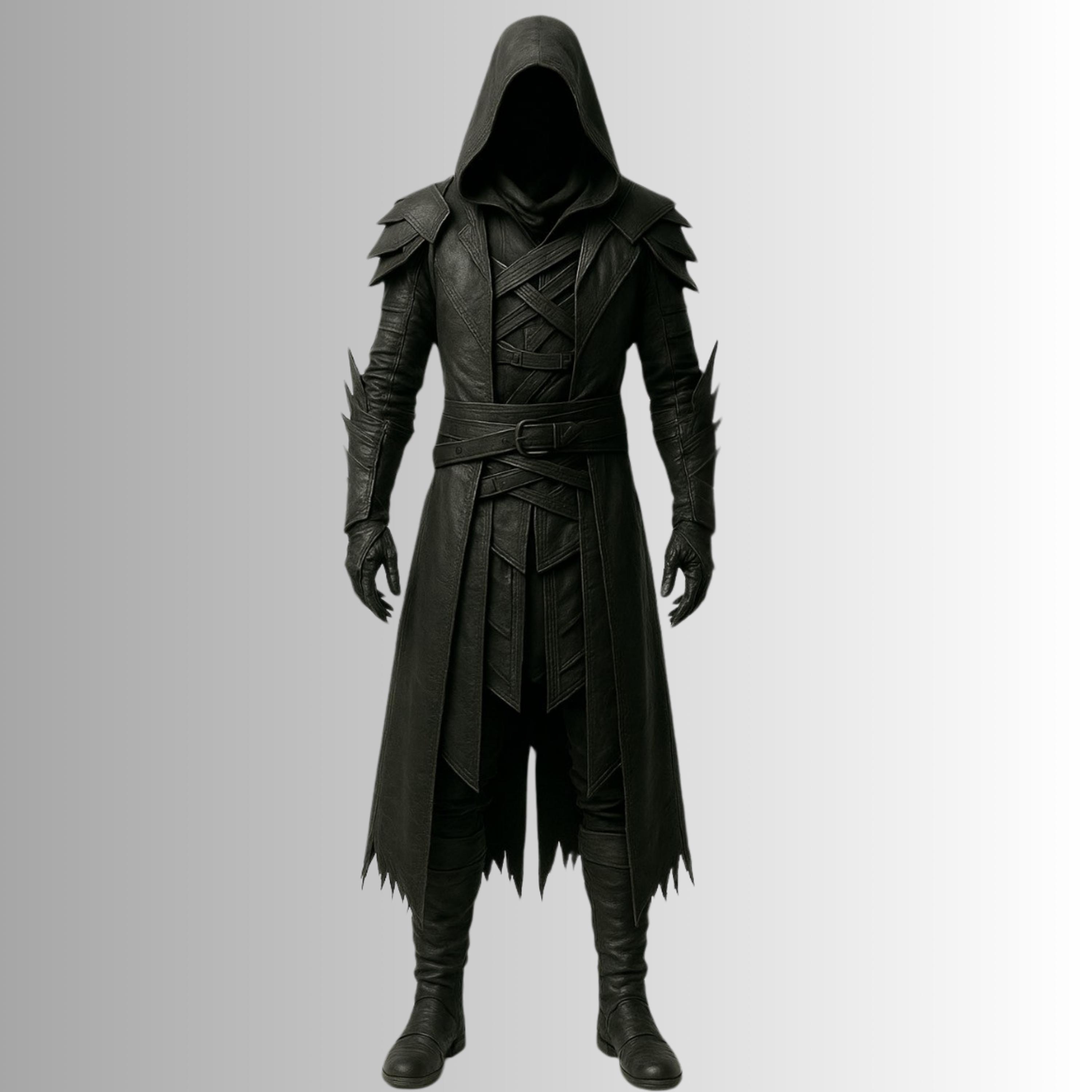 Black Inferno Leather Medieval Cloak, Handmade Gothic Leather Armor ...