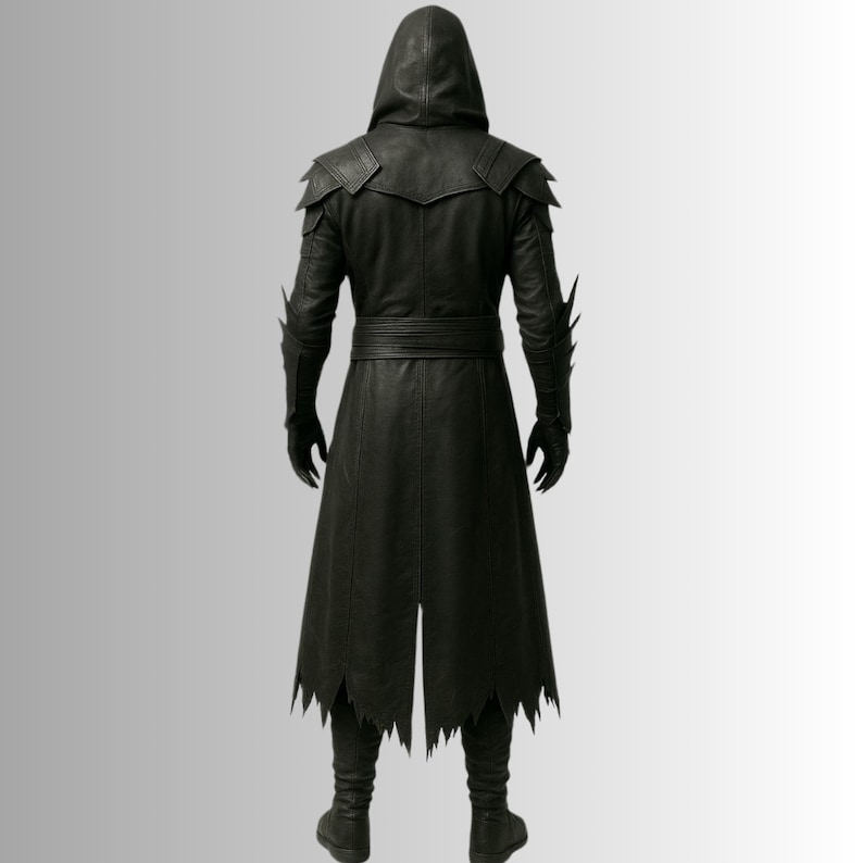 Black Inferno Leather Medieval Cloak, Handmade Gothic Leather Armor ...