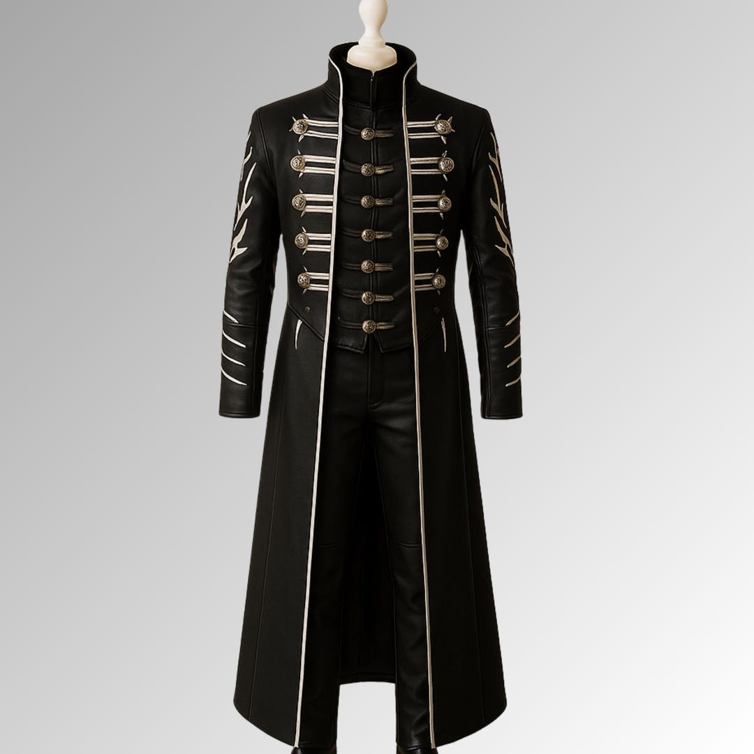 Devil May Cry Vergil Black Pure Leather Handcrafted Full Cosplay ...