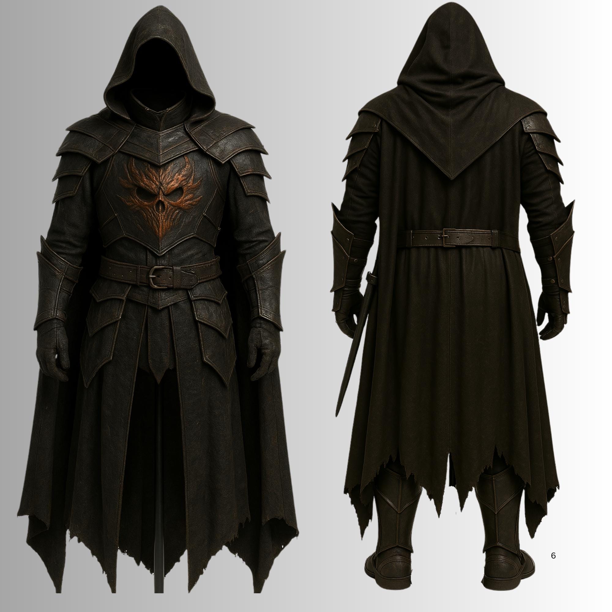 Nightfall Assassin Leather Cloak Coat, Dark Knight Hooded Costume ...