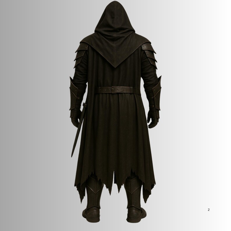 Nightfall Assassin Leather Cloak Coat, Dark Knight Hooded Costume ...
