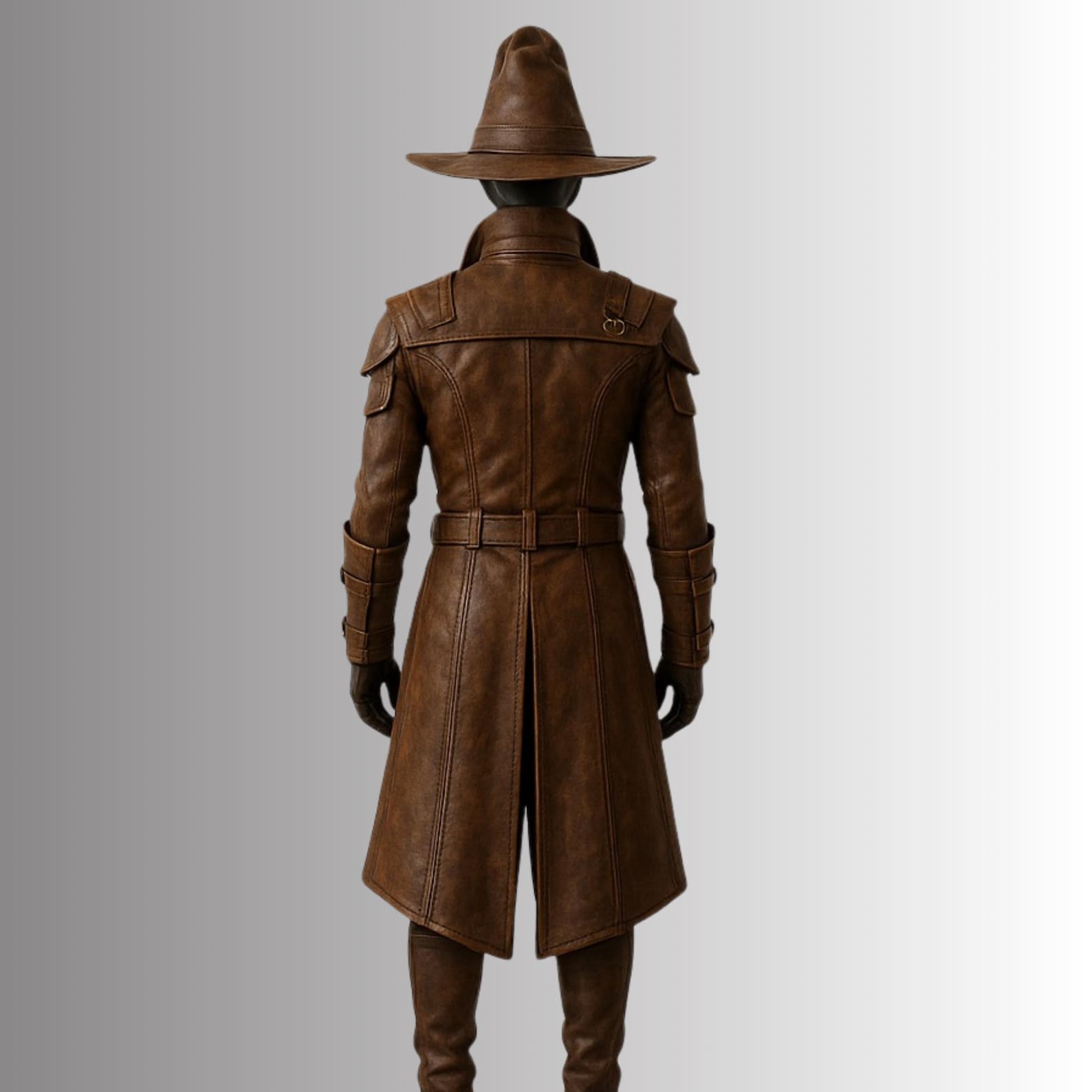 Steampunk Leather Alchemist Costume: Gothic Wizard Trench Coat and Hat ...