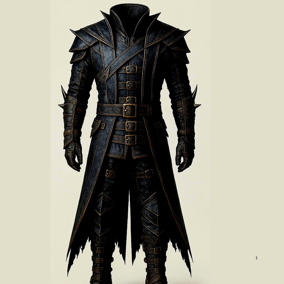 Black Leather Assassin Armor Costume, Dark Fantasy Steampunk Outfit for ...