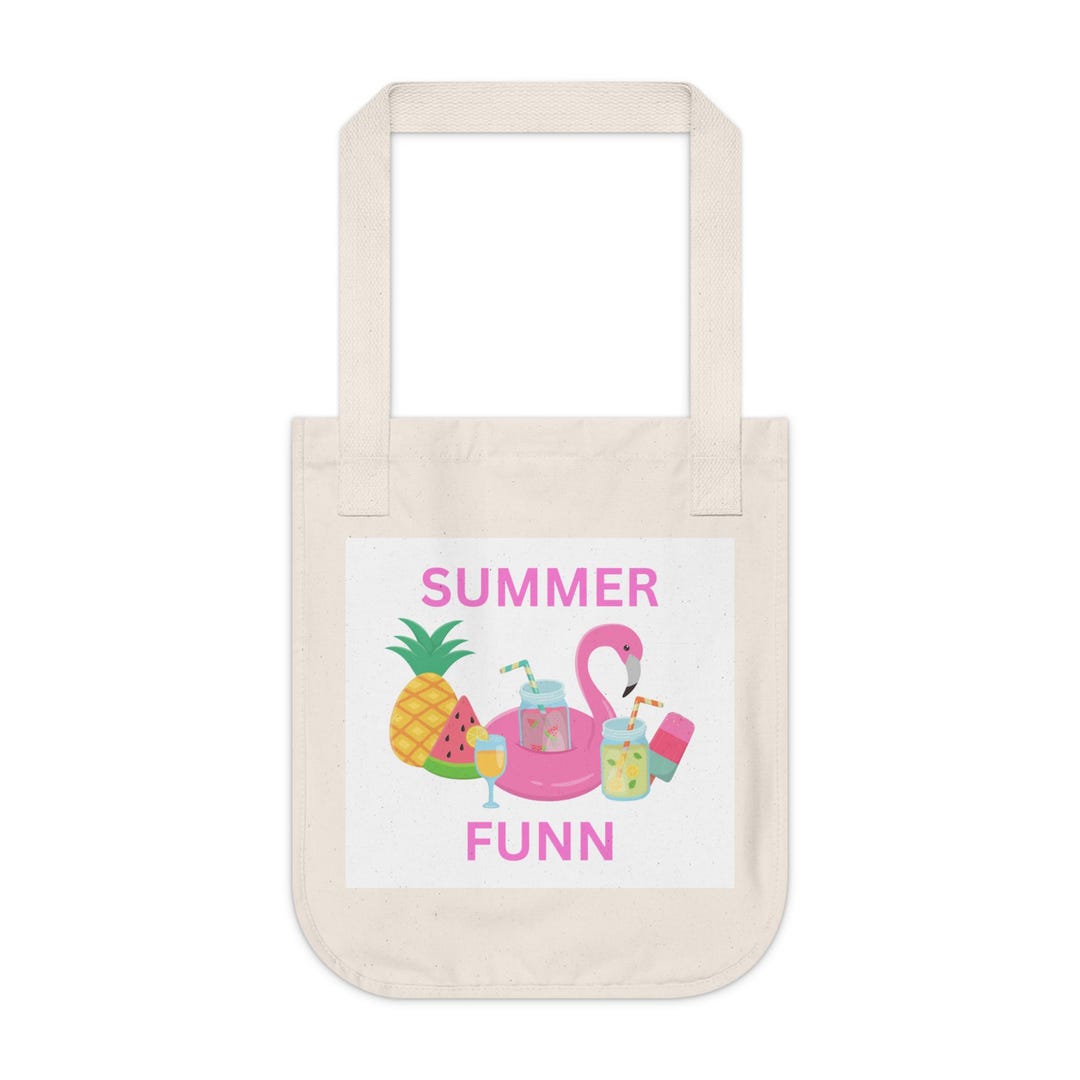 Summer Fun Organic Canvas Tote Bag - Eco-friendly, Beach Bag, Grocery ...