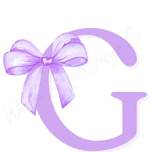 Purple Bow Monogram Letter “G” – Instant Digital Download (PNG + JPEG ...