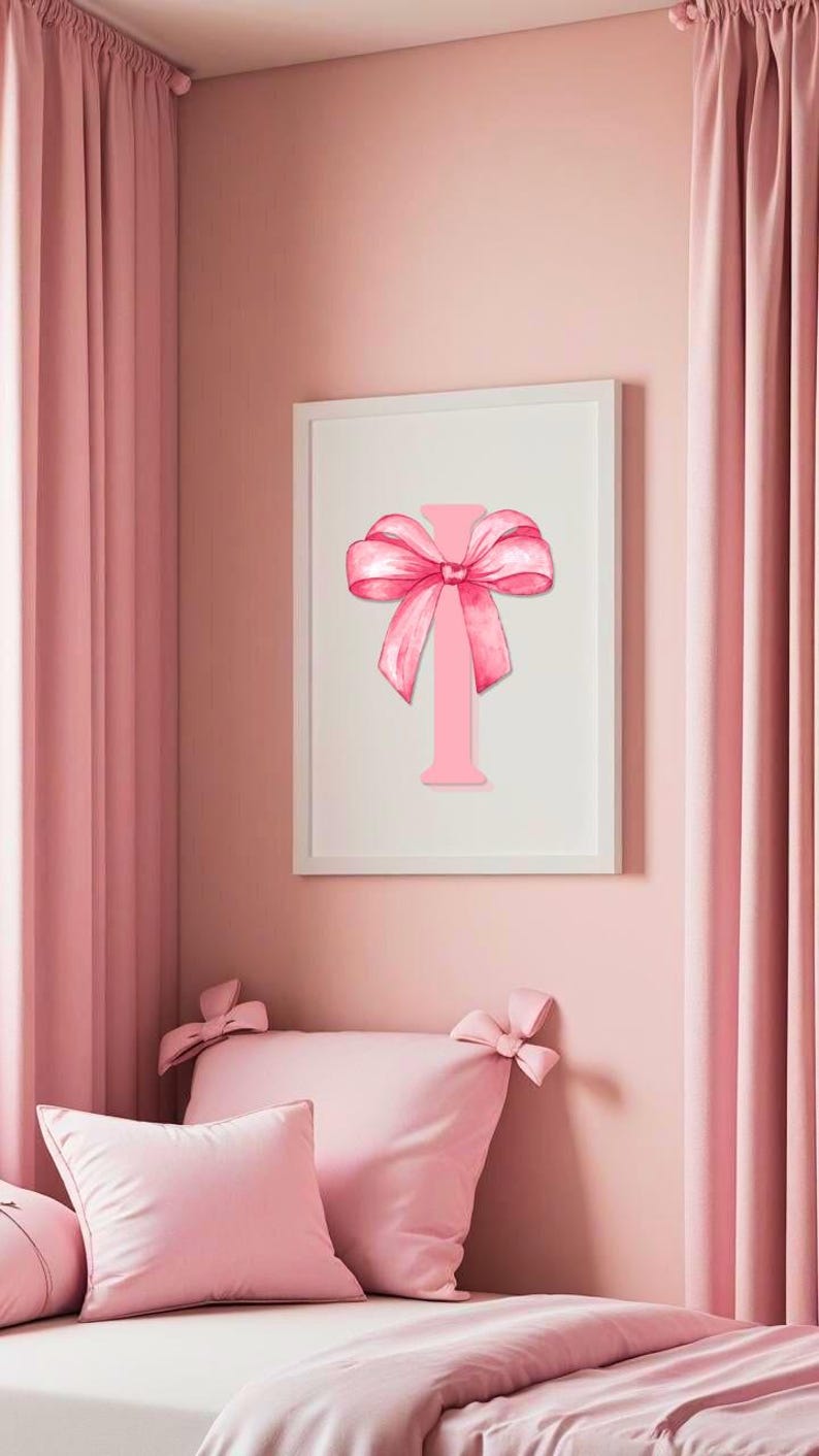 Letra "I" con monograma de lazo rosa – Descarga digital instantánea ...