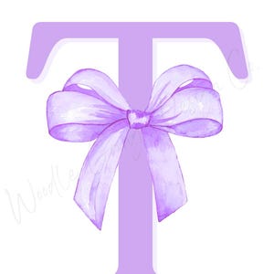 Purple Bow Monogram Letter “T” – Instant Digital Download (PNG + JPEG ...