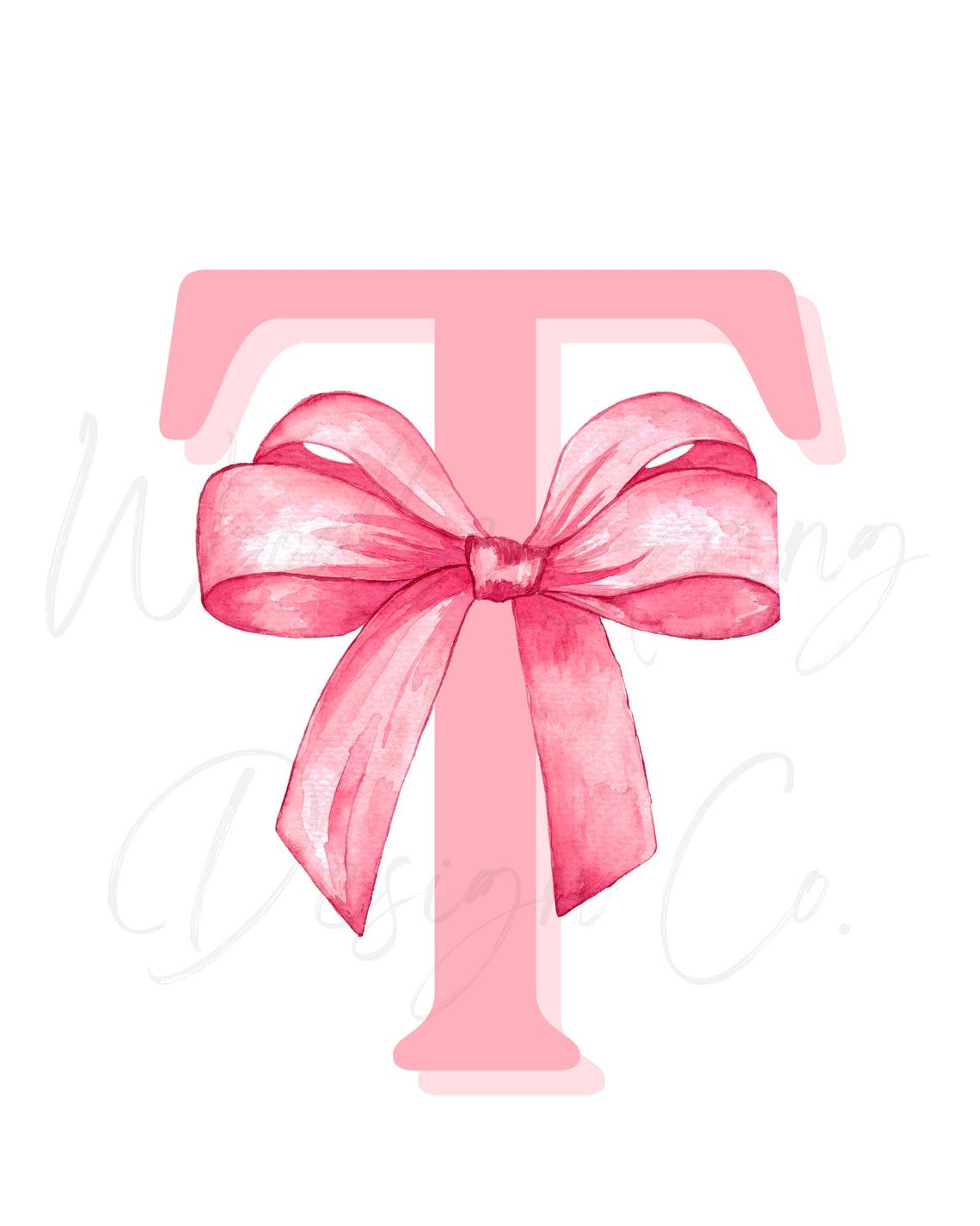 Pink Bow Monogram Letter “T” – Instant Digital Download (PNG + JPEG) - Etsy