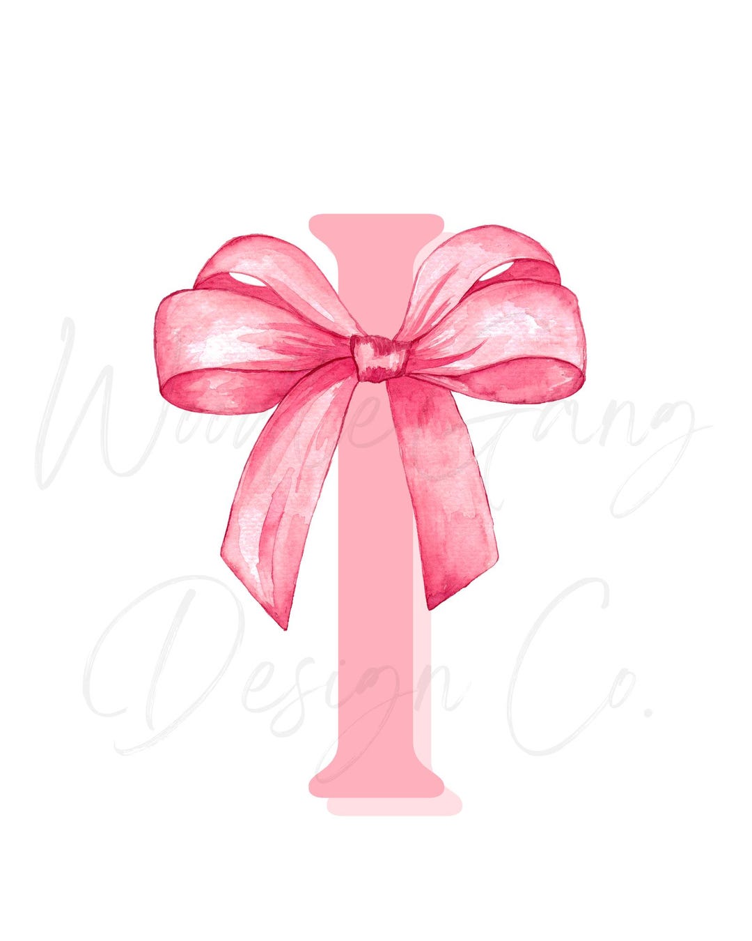 Letra "I" con monograma de lazo rosa – Descarga digital instantánea ...