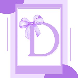 Purple Bow Monogram Letter “D” – Instant Digital Download (PNG + JPEG ...