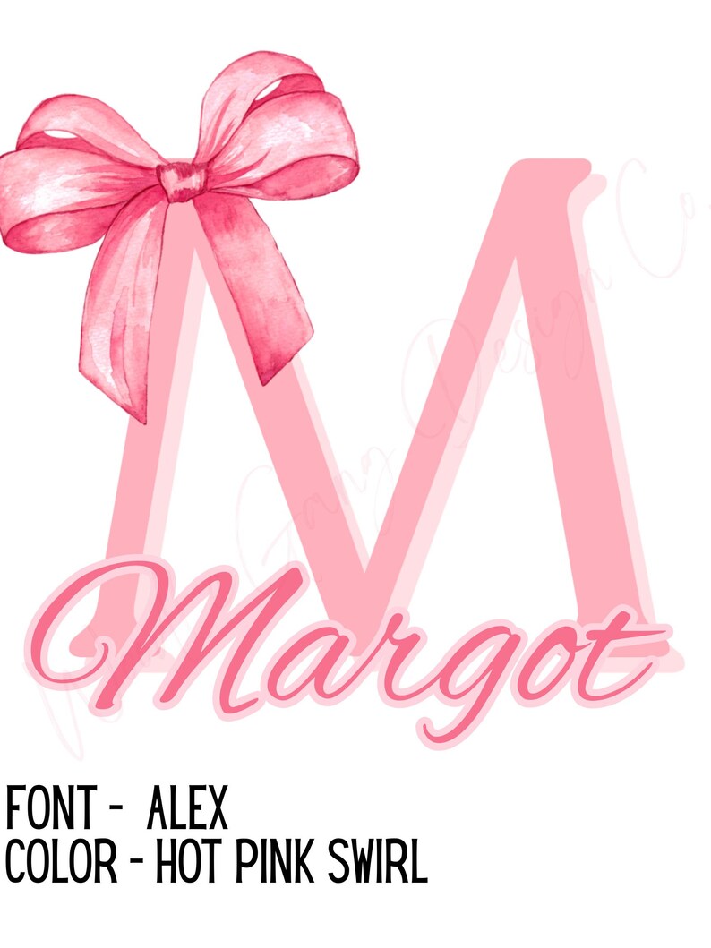 Custom Name Monogram With Bow – Digital Download - Etsy