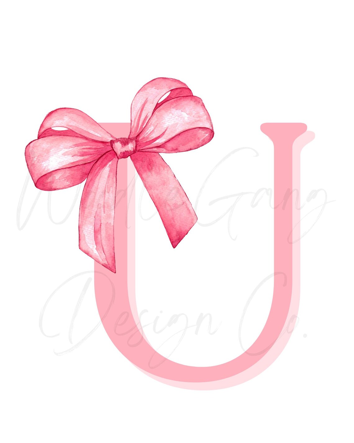 Pink Bow Monogram Letter “U” – Instant Digital Download (PNG + JPEG) - Etsy