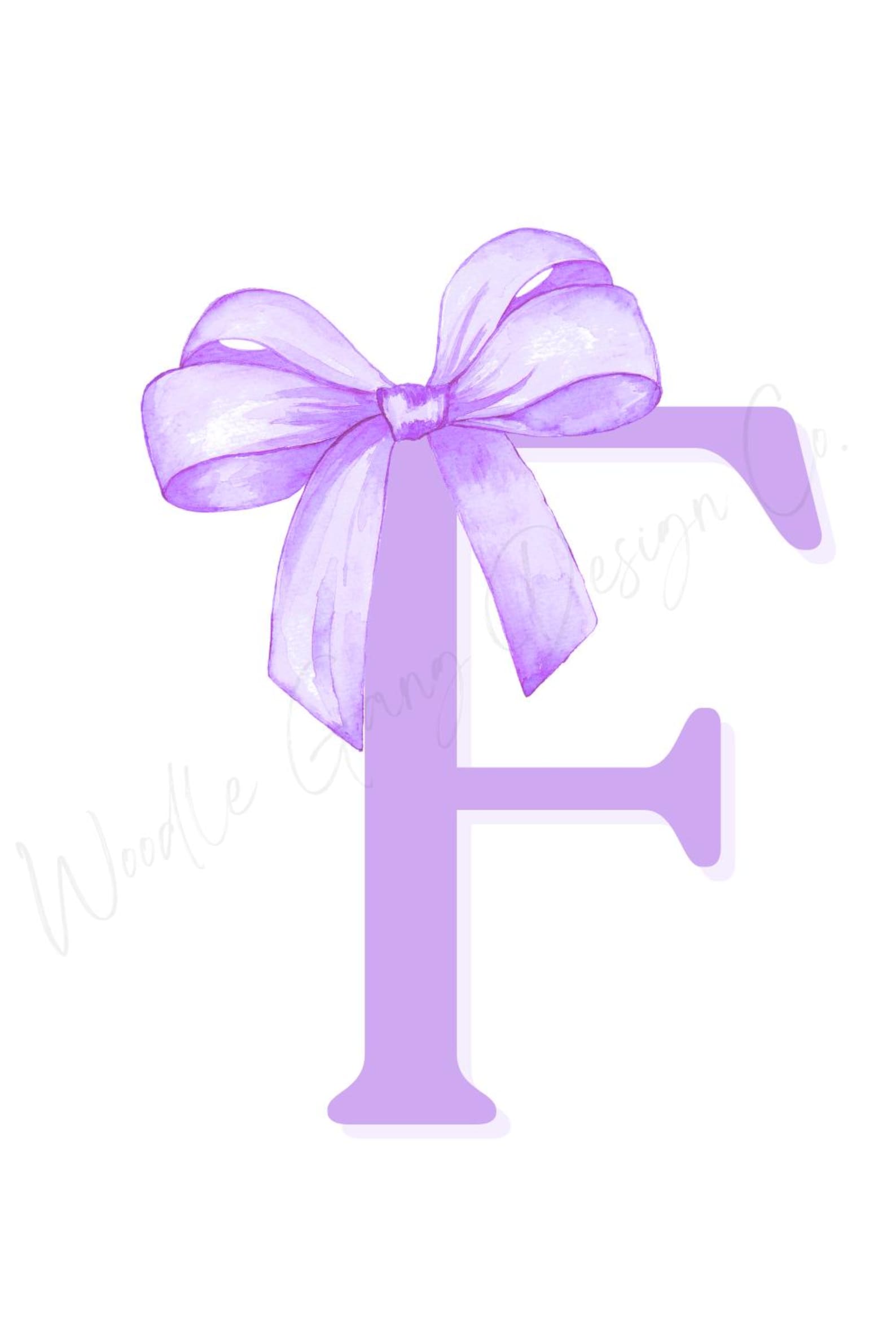 Purple Bow Monogram Letter “F” – Instant Digital Download (PNG + JPEG ...