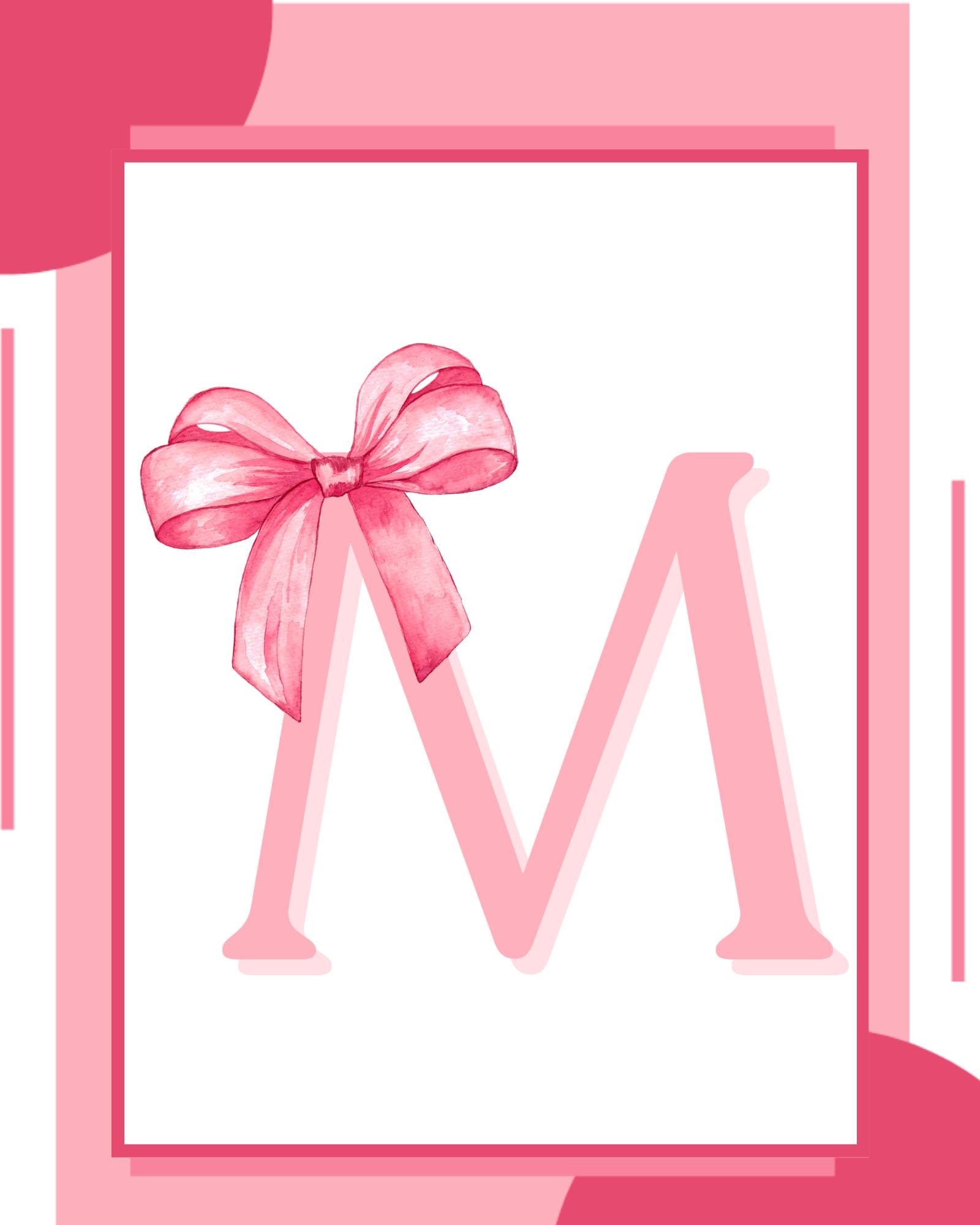 Pink Bow Monogram Letter “M” – Instant Digital Download (PNG + JPEG) - Etsy