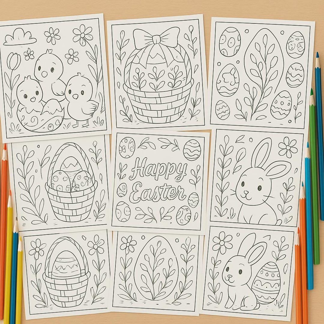 Easter Coloring Book, Fun Coloring Pages, Kids Activity, Easter Party ...