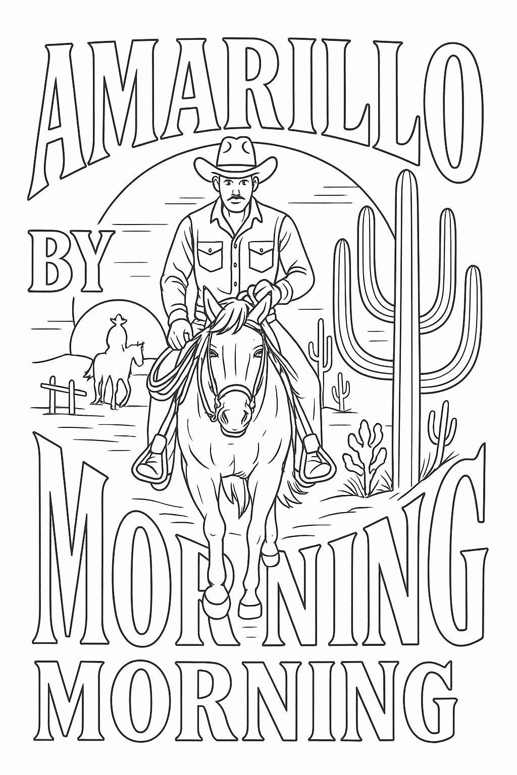 Amarillo by Morning Coloring Page, Western Art Activity, Printable Art ...